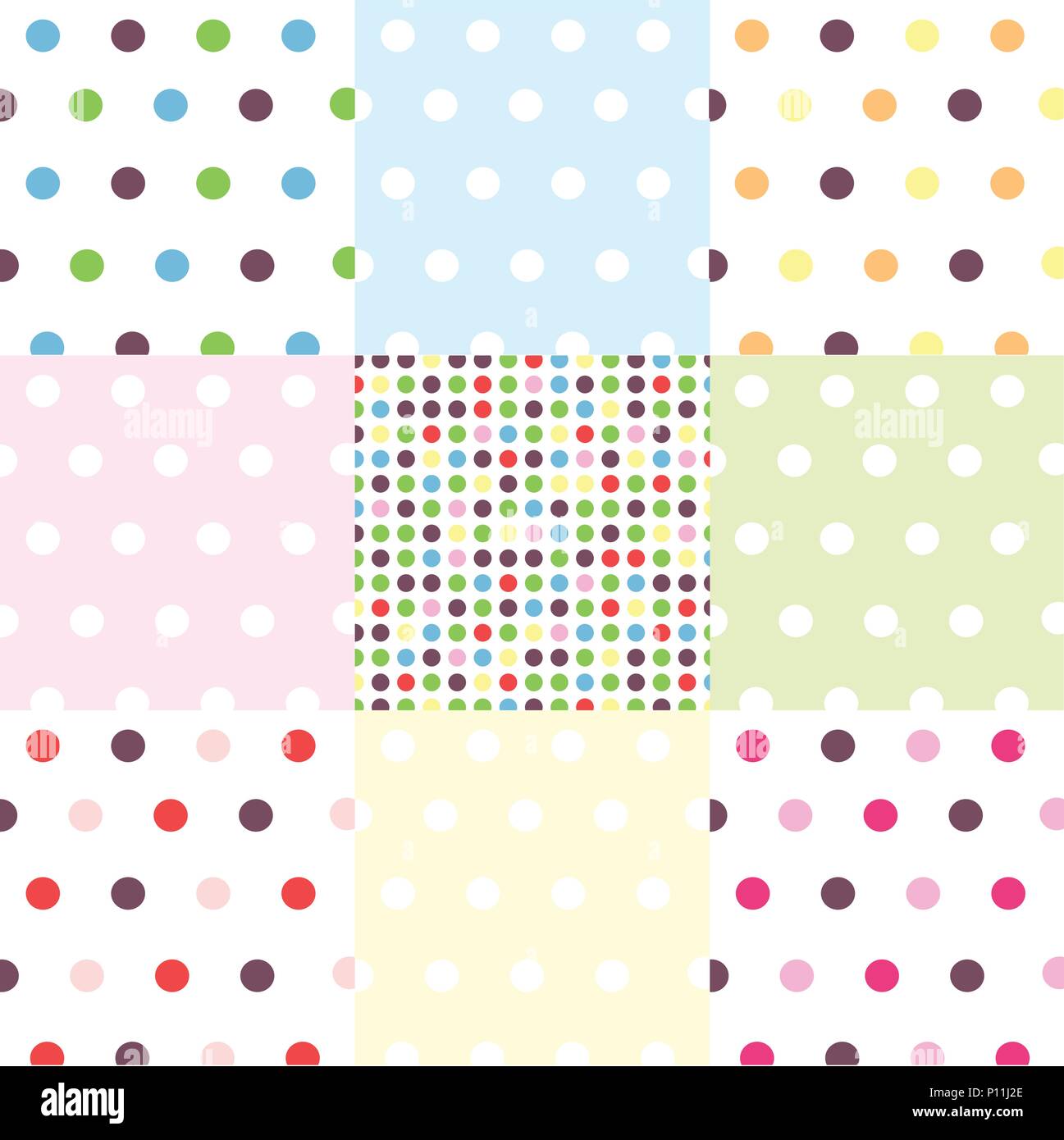 Seamless patterns, polka dot set Stock Vector Image & Art - Alamy