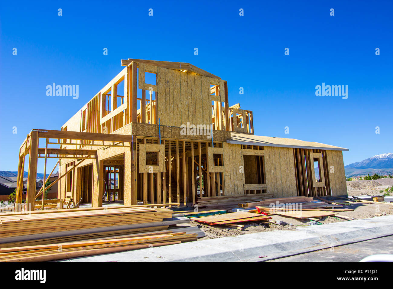 Construction Of Two Story Home Stock Photo - Alamy