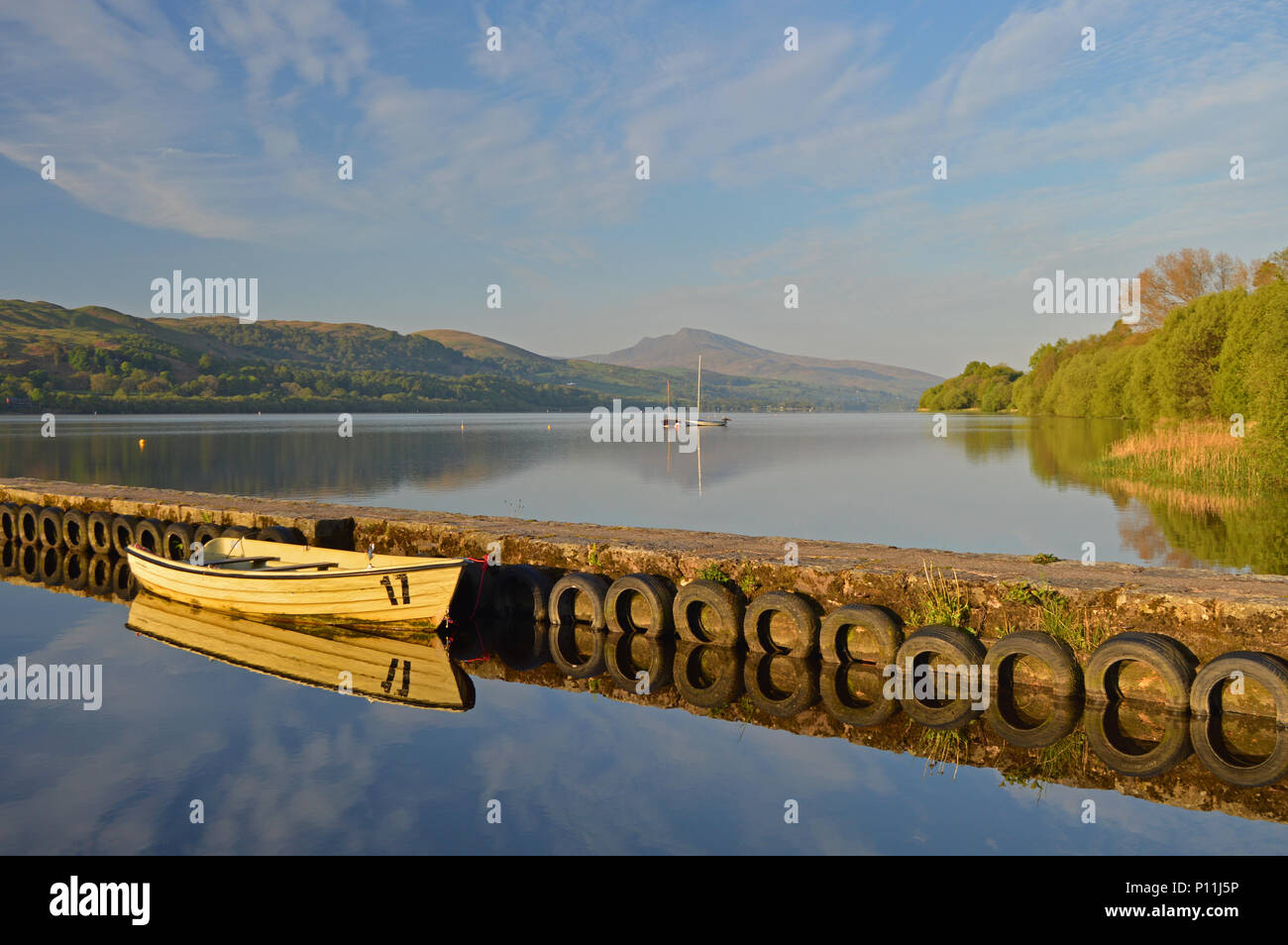 Boat on Bala lake Stock Photo - Alamy