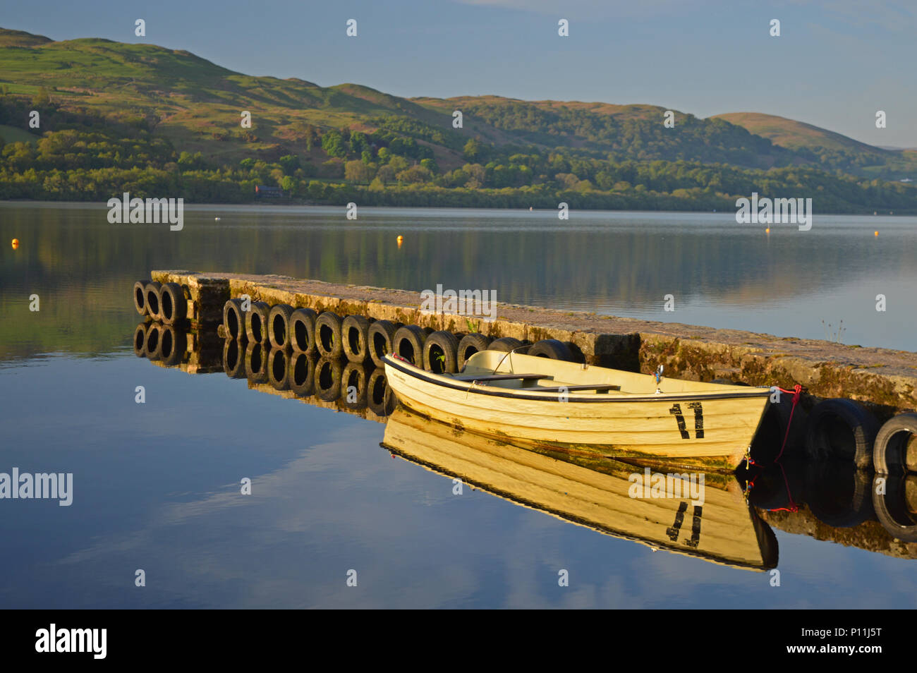 Boat on Bala lake Stock Photo - Alamy