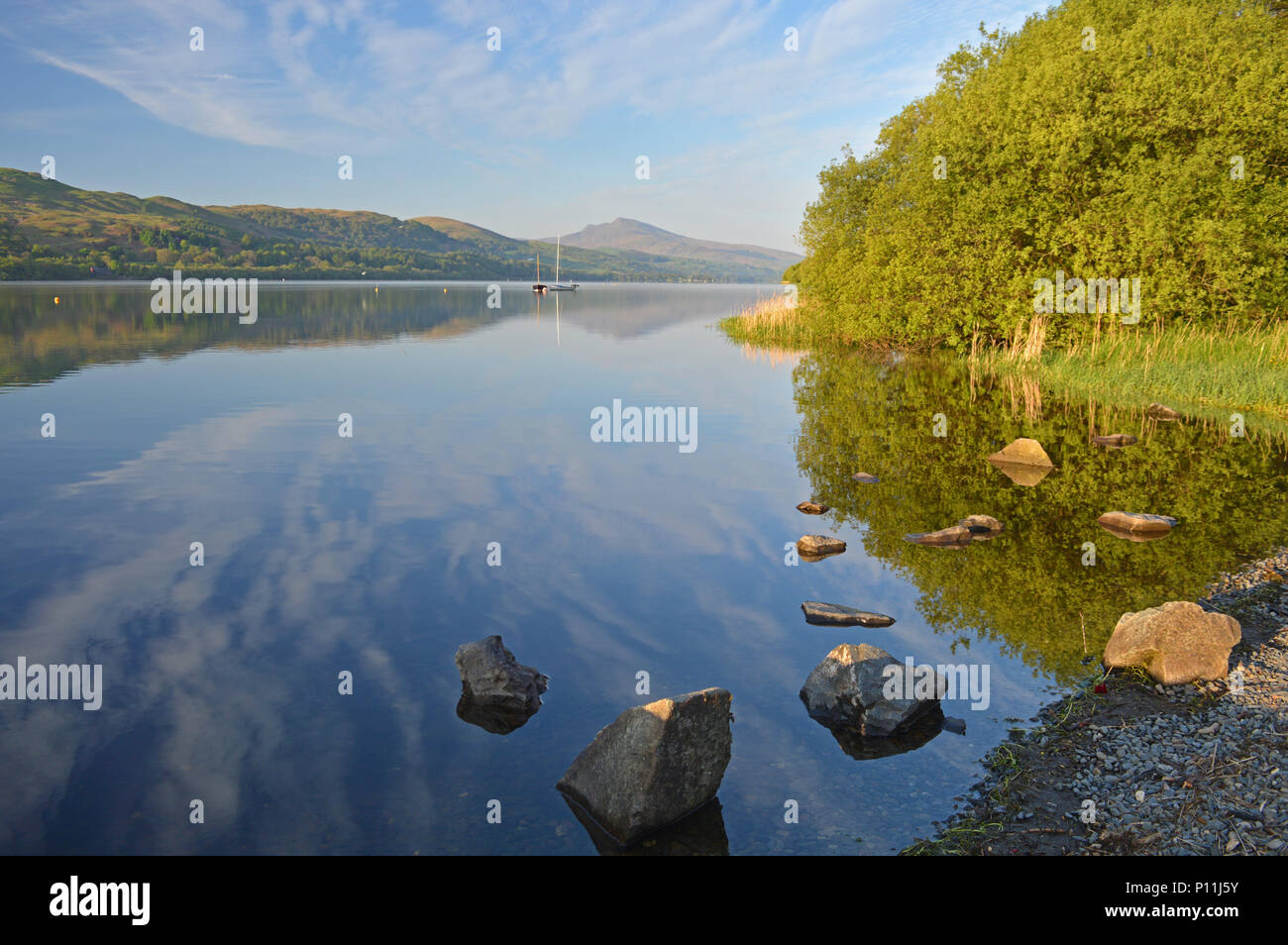 Boat on Bala lake Stock Photo - Alamy