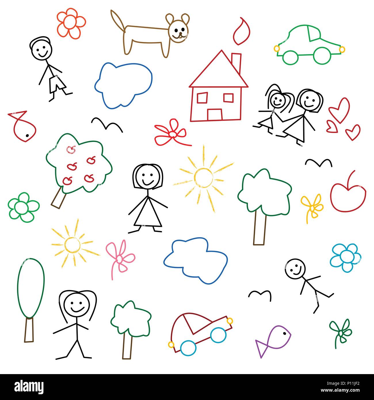 Children's drawing - seamless pattern Stock Vector Image & Art - Alamy