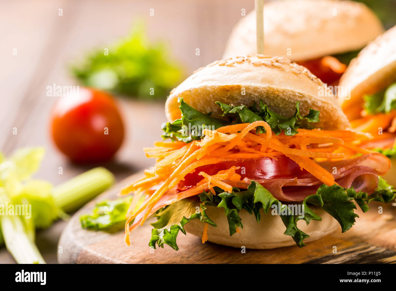 Delicious mini burgers Stock Photo - Alamy