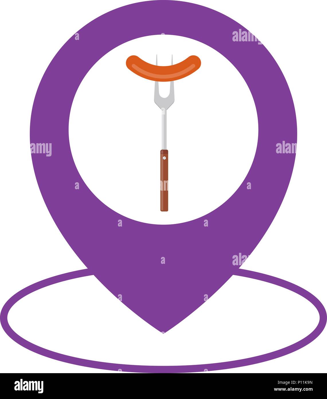 Food Location Icon Logo Design Element. Barbecue sausage icon map ...