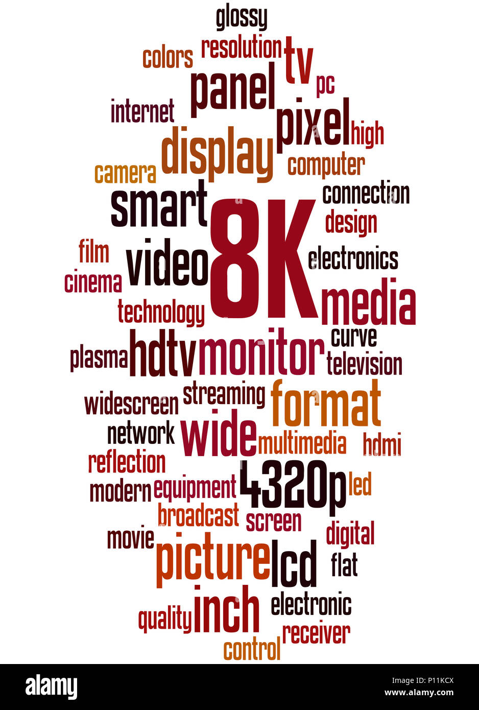 8K screen resolution, word cloud concept on white background Stock ...