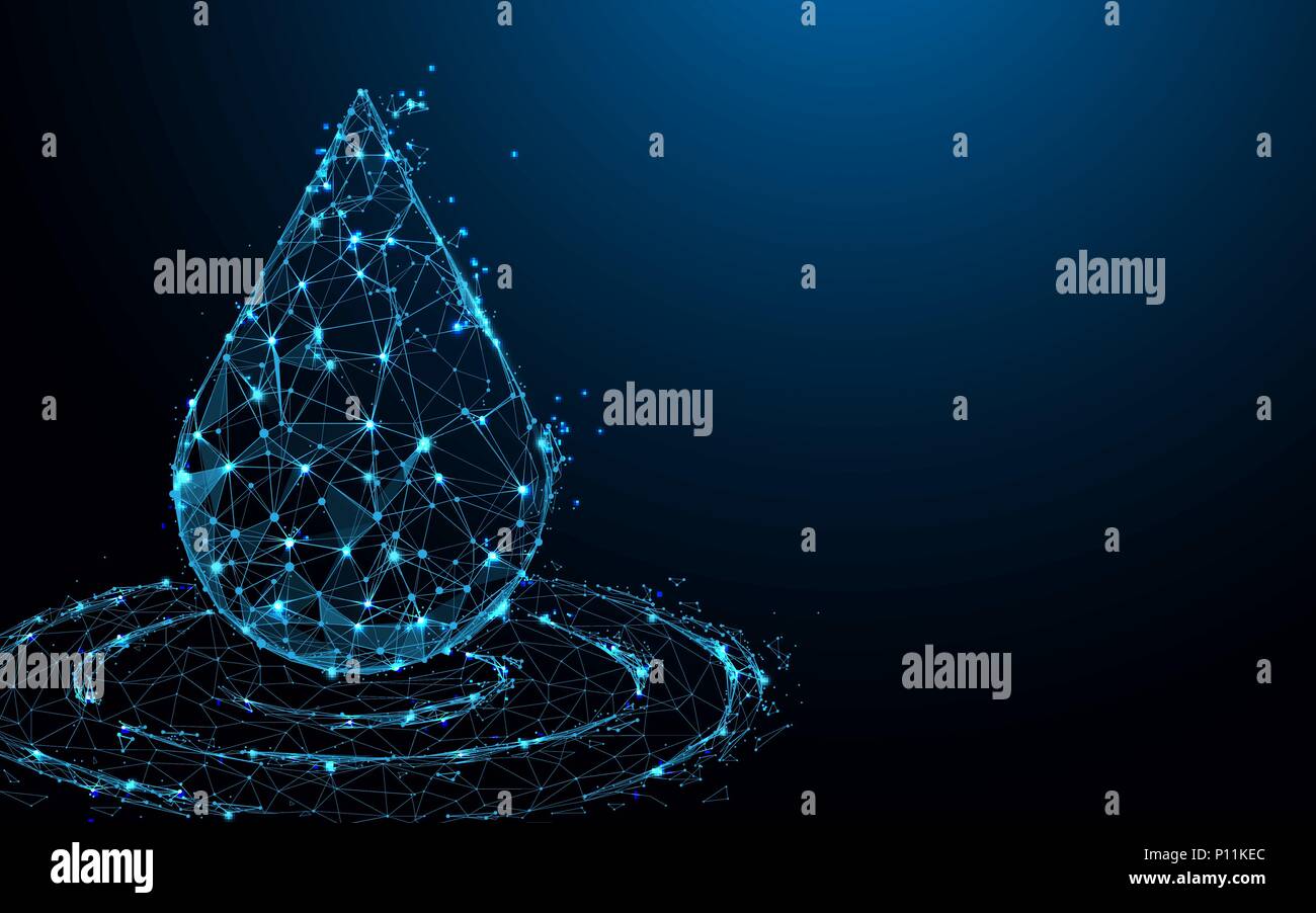 Water drop form lines, triangles and particle style design. Illustration vector Stock Vector ...