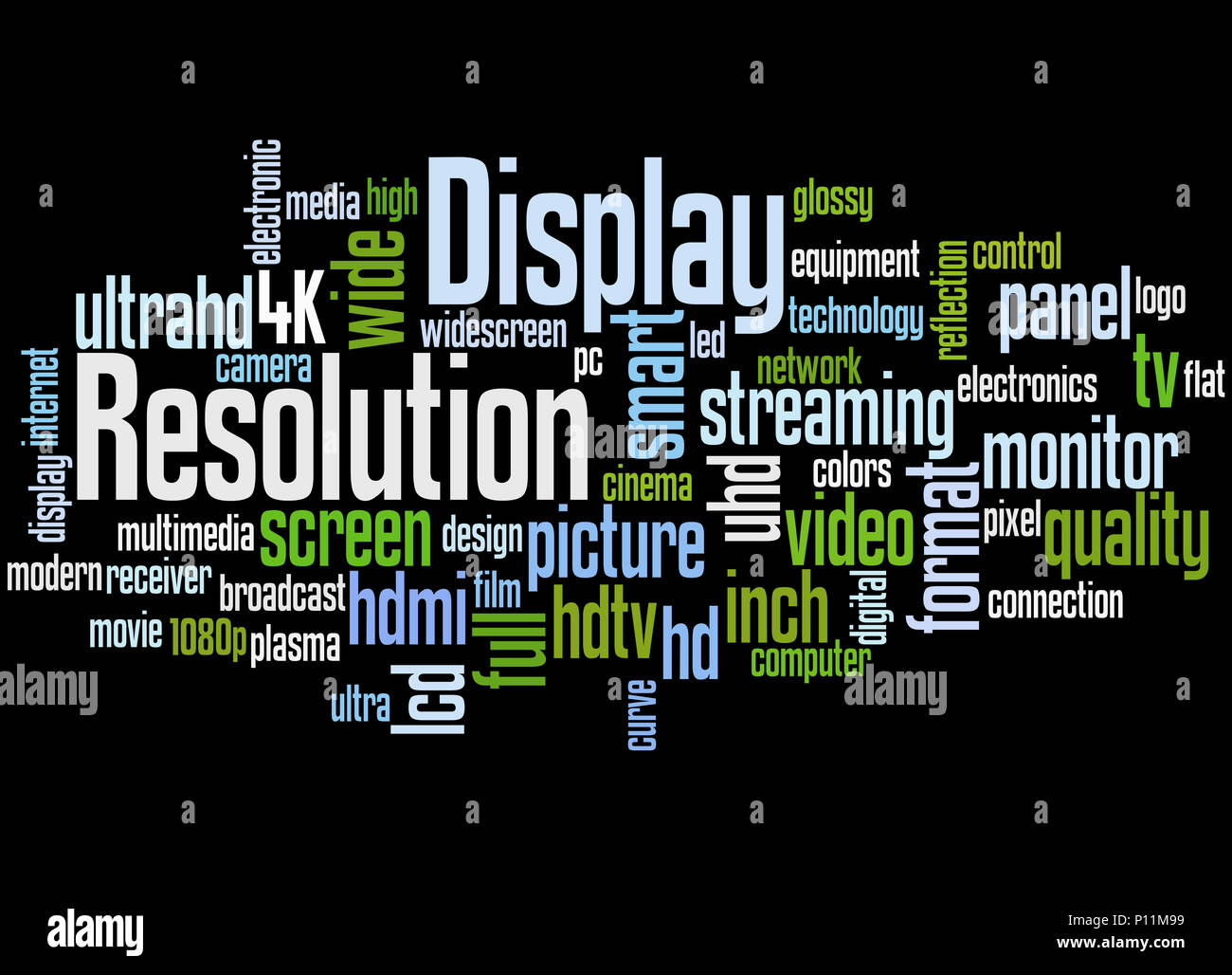 Display Resolution, word cloud concept on black background Stock Photo ...