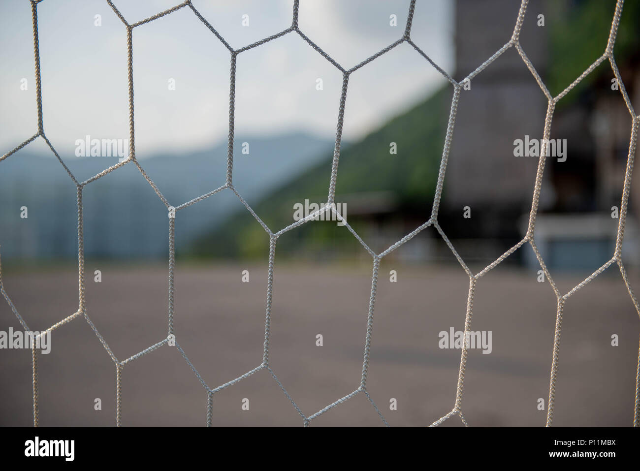 detail of the soccer field goal net Stock Photo - Alamy