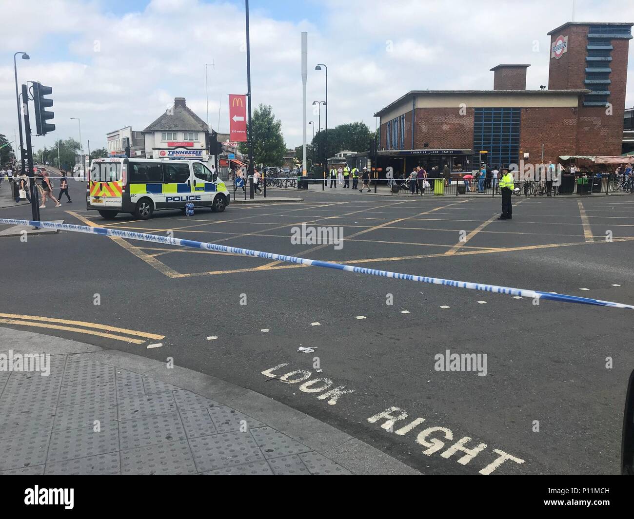 The scene at Turnpike Lane station in north London, after officers were ...