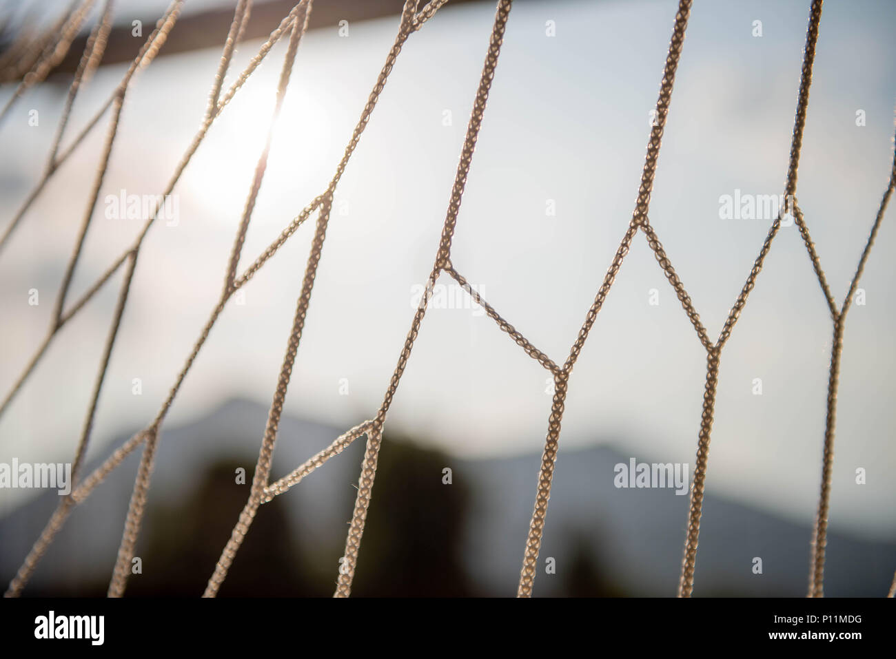 detail of the soccer field goal net Stock Photo - Alamy