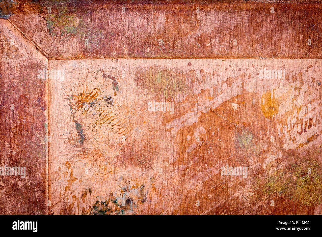Scratched dirty dusty copper plate texture, old metal background ...
