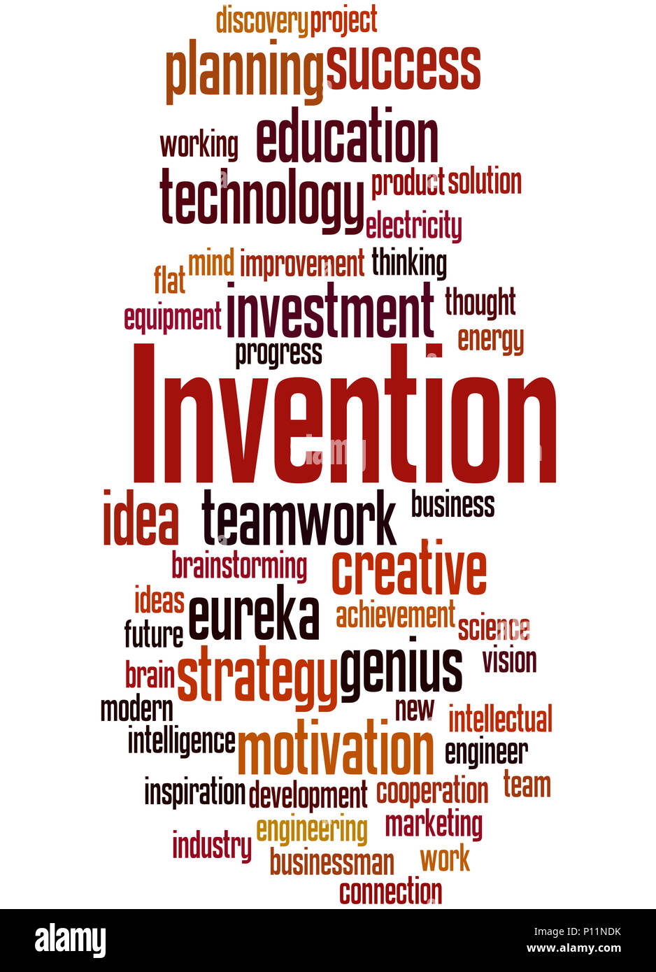 Invention, word cloud concept on white background Stock Photo - Alamy