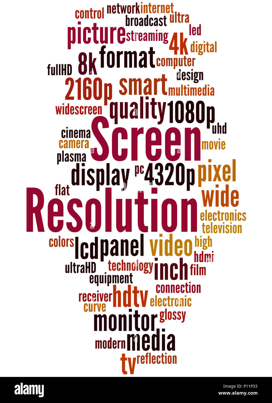 Screen resolution, word cloud concept on white background Stock Photo ...
