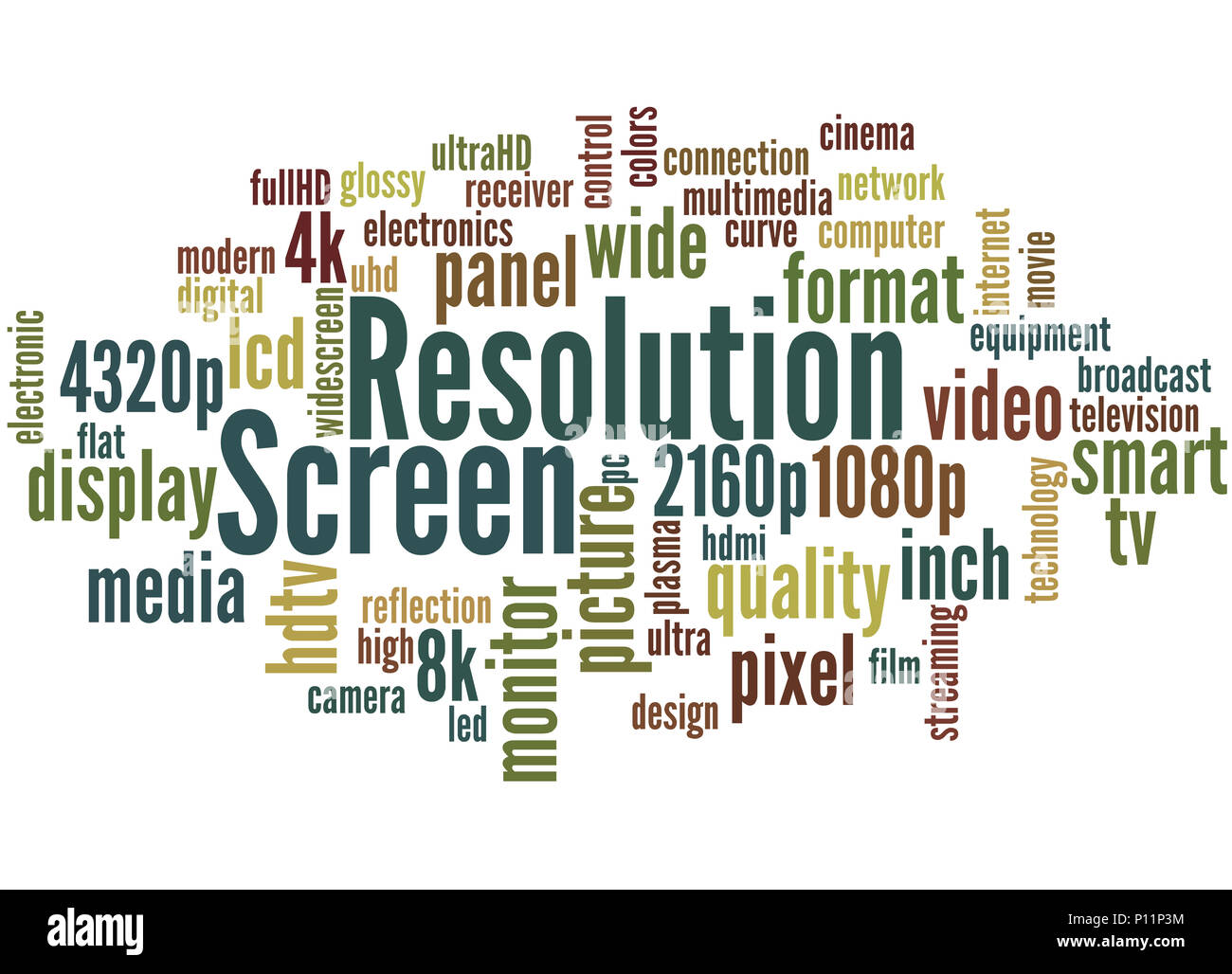 Screen resolution, word cloud concept on white background Stock Photo ...