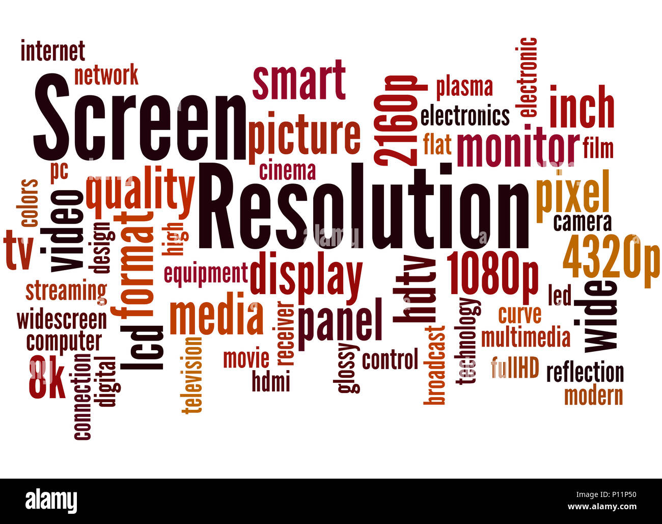 Screen resolution, word cloud concept on white background Stock Photo ...