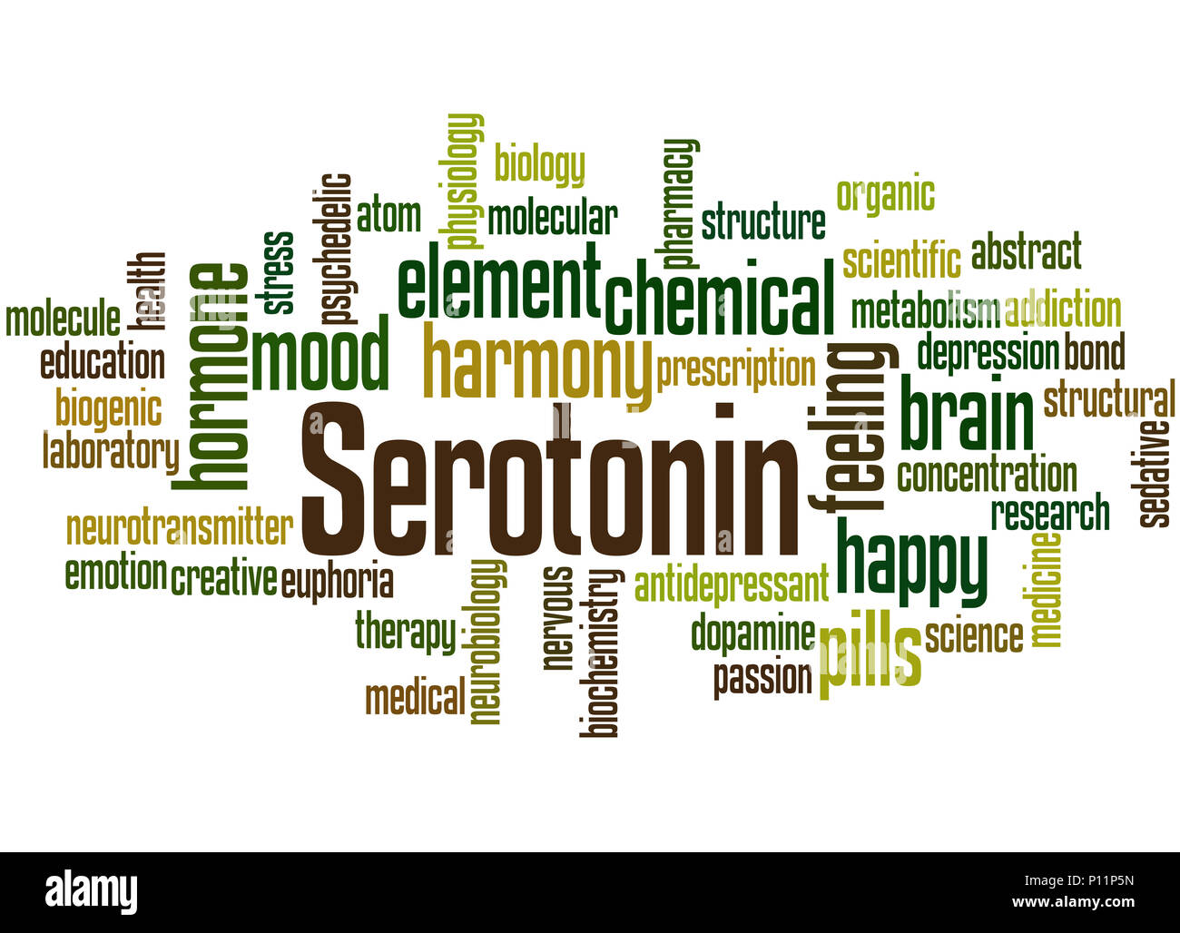 Serotonin, word cloud concept on white background Stock Photo - Alamy