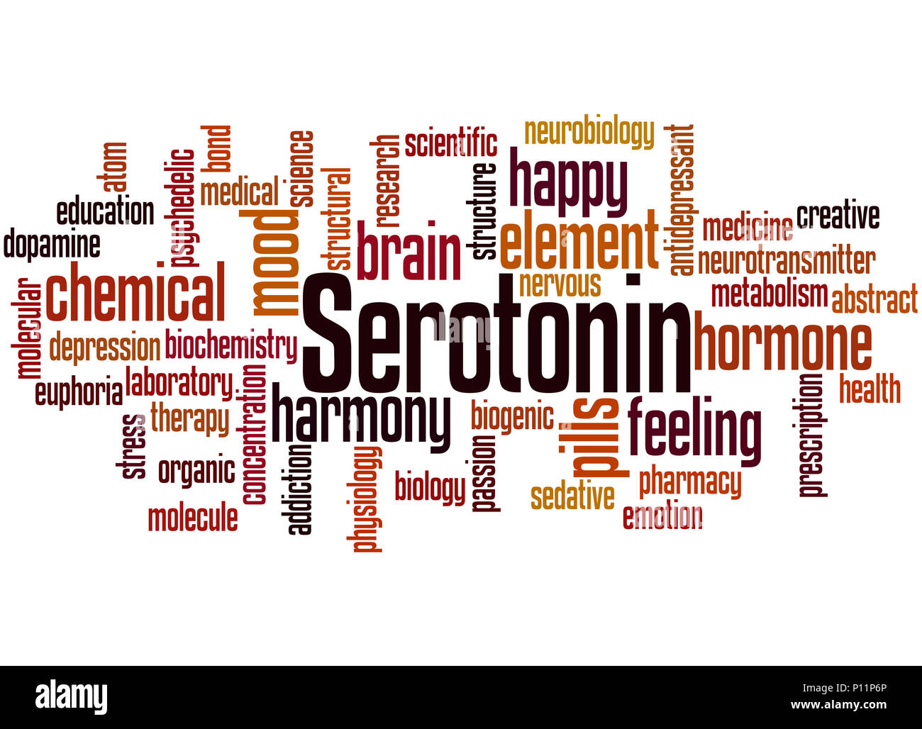 Serotonin, word cloud concept on white background Stock Photo - Alamy