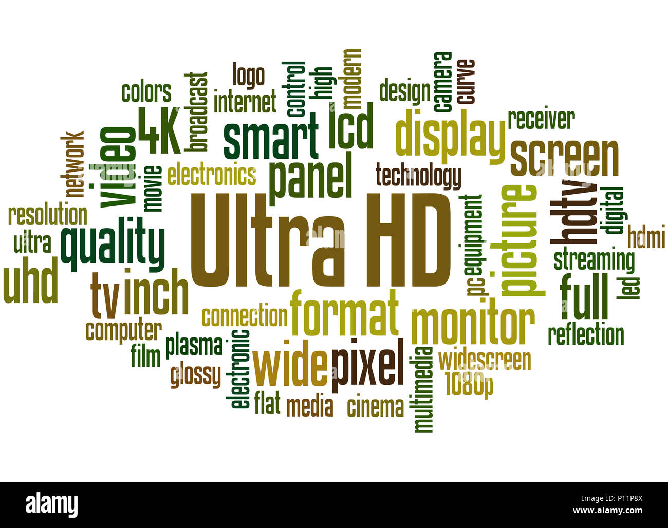 Ultra HD, word cloud concept on white background Stock Photo - Alamy