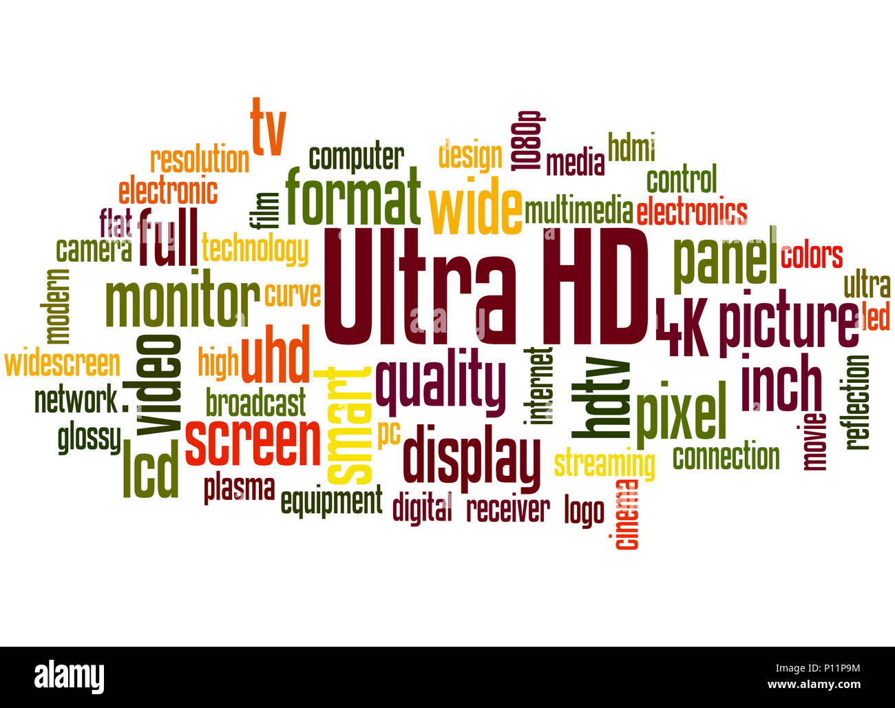 Ultra HD, word cloud concept on white background Stock Photo - Alamy