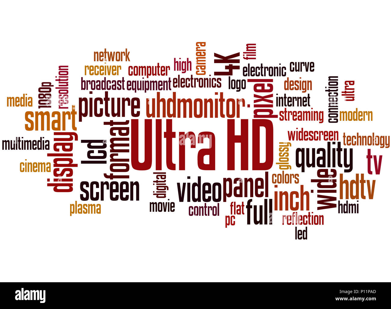 Ultra HD, word cloud concept on white background Stock Photo - Alamy