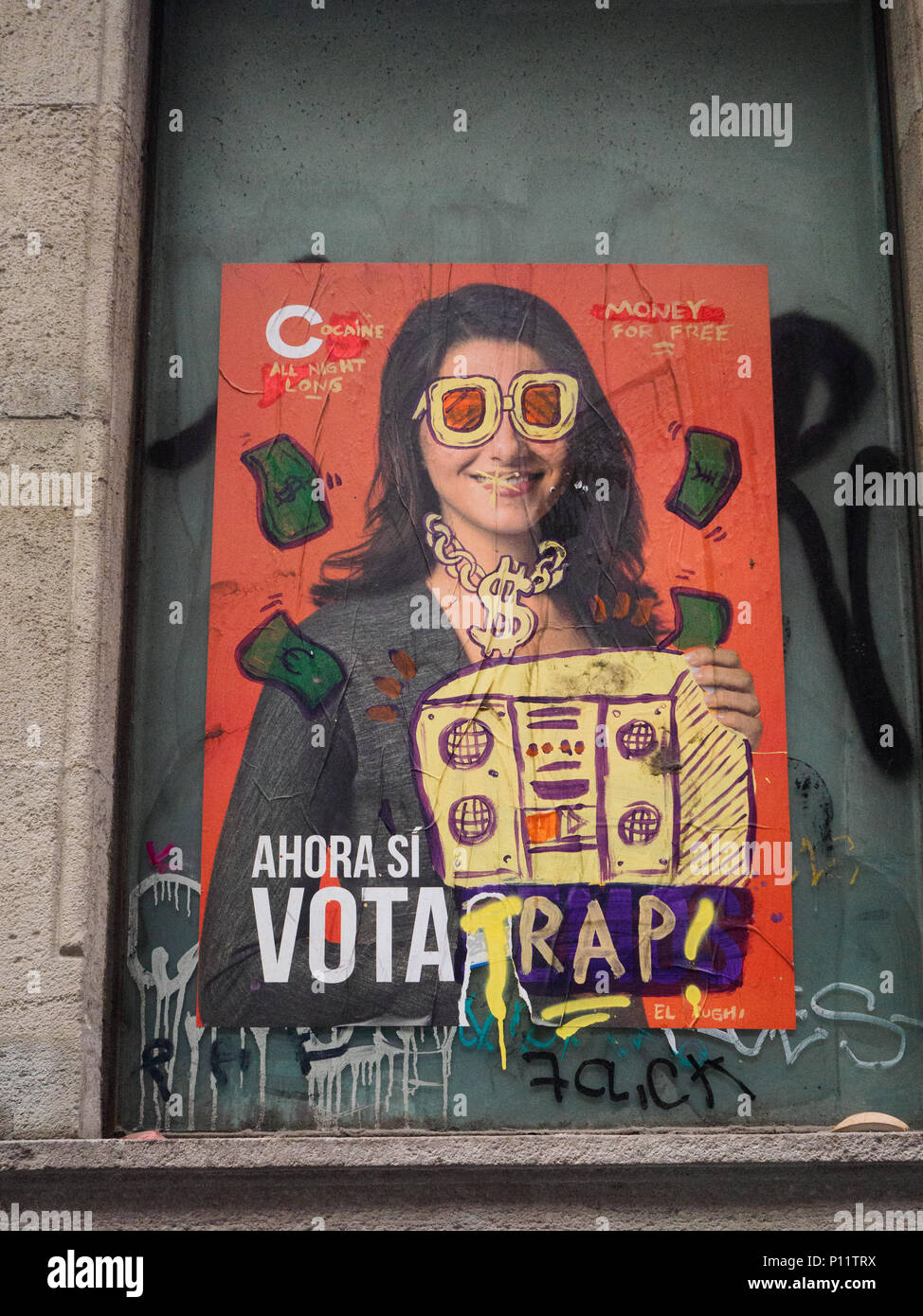 A poster of right party Ciutadans has been altered to show the ...