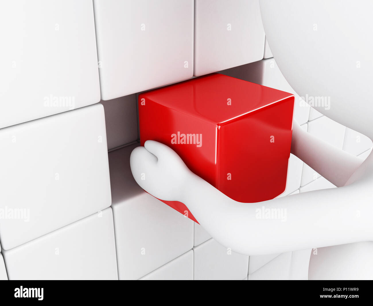 3D Illustration. White people with cubes. Success in business concept ...