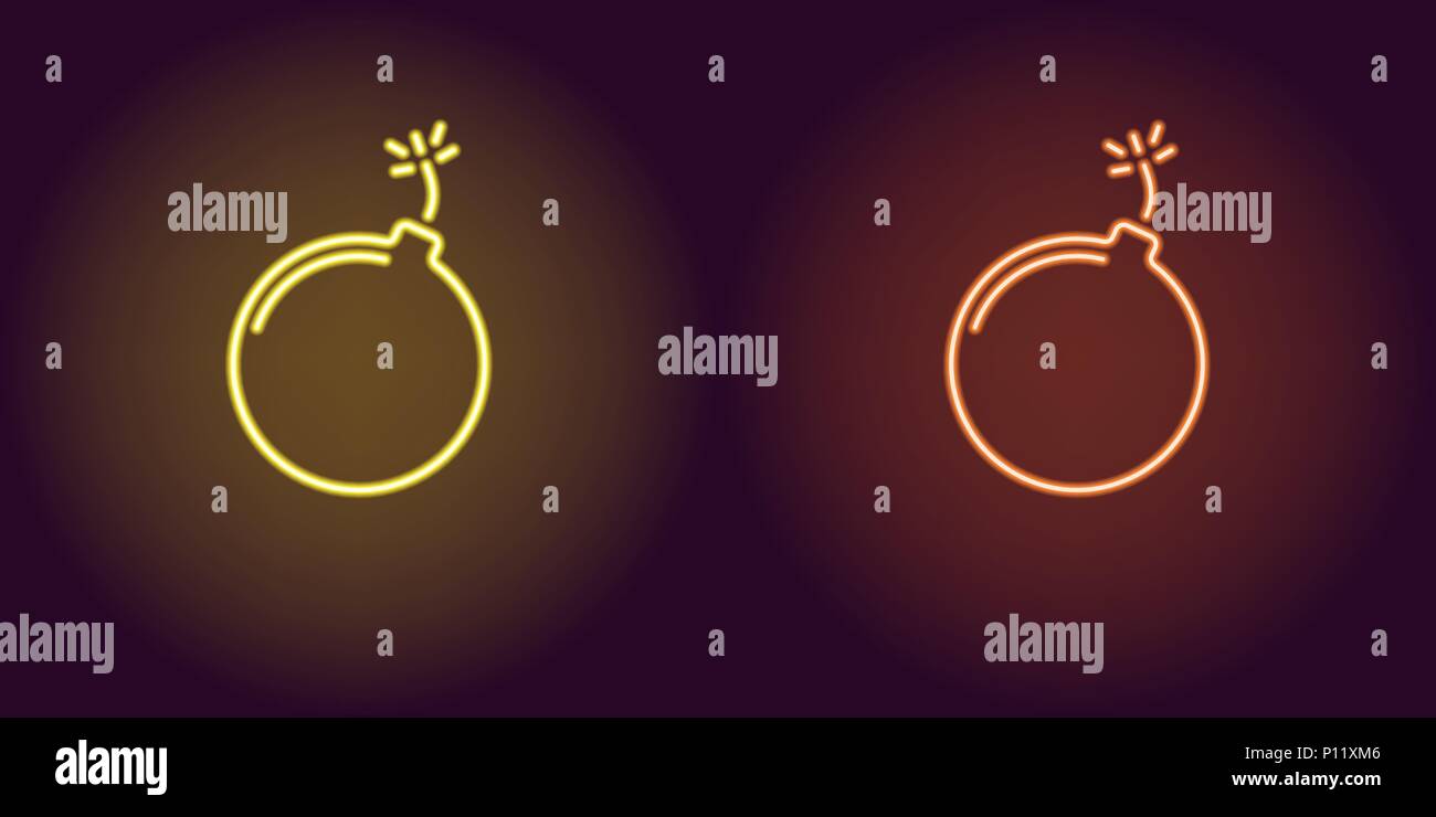 Neon icon of Yellow and Orange Bomb. Vector illustration of Yellow and ...
