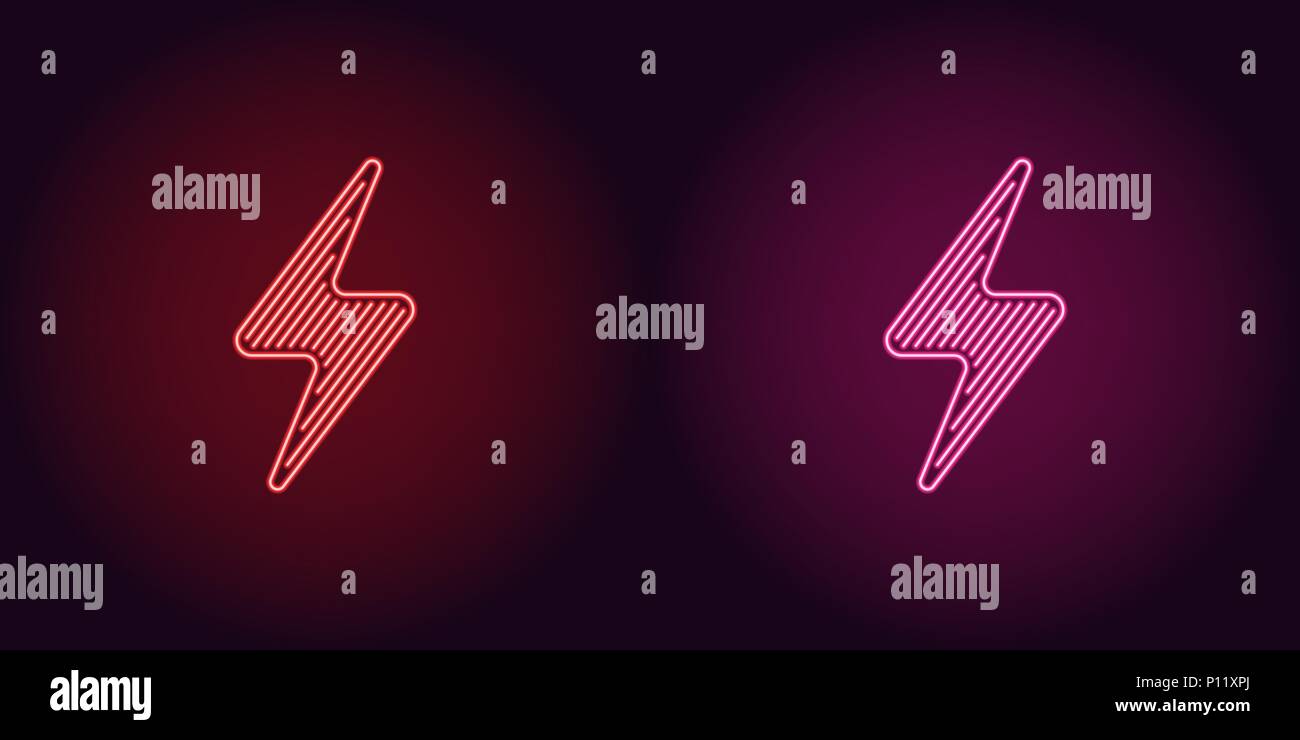 Neon icon of Red and Pink Electric Energy. Vector illustration of Red ...