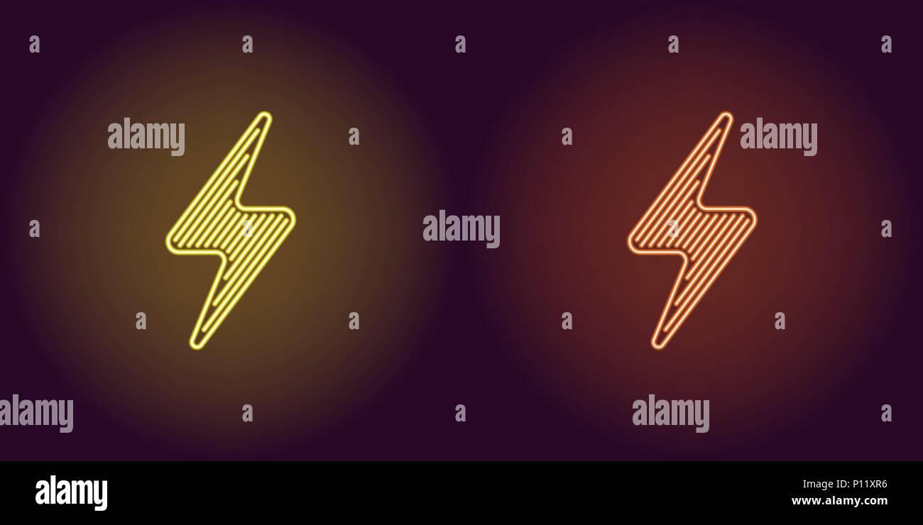 Neon icon of Yellow and Orange Electric Energy. Vector illustration of ...