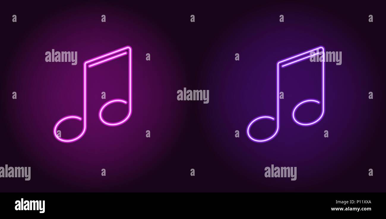 Neon icon of Purple and Violet Musical Note. Vector illustration of ... Neon icon of Purple and Violet Musical Note. Vector illustration of ...