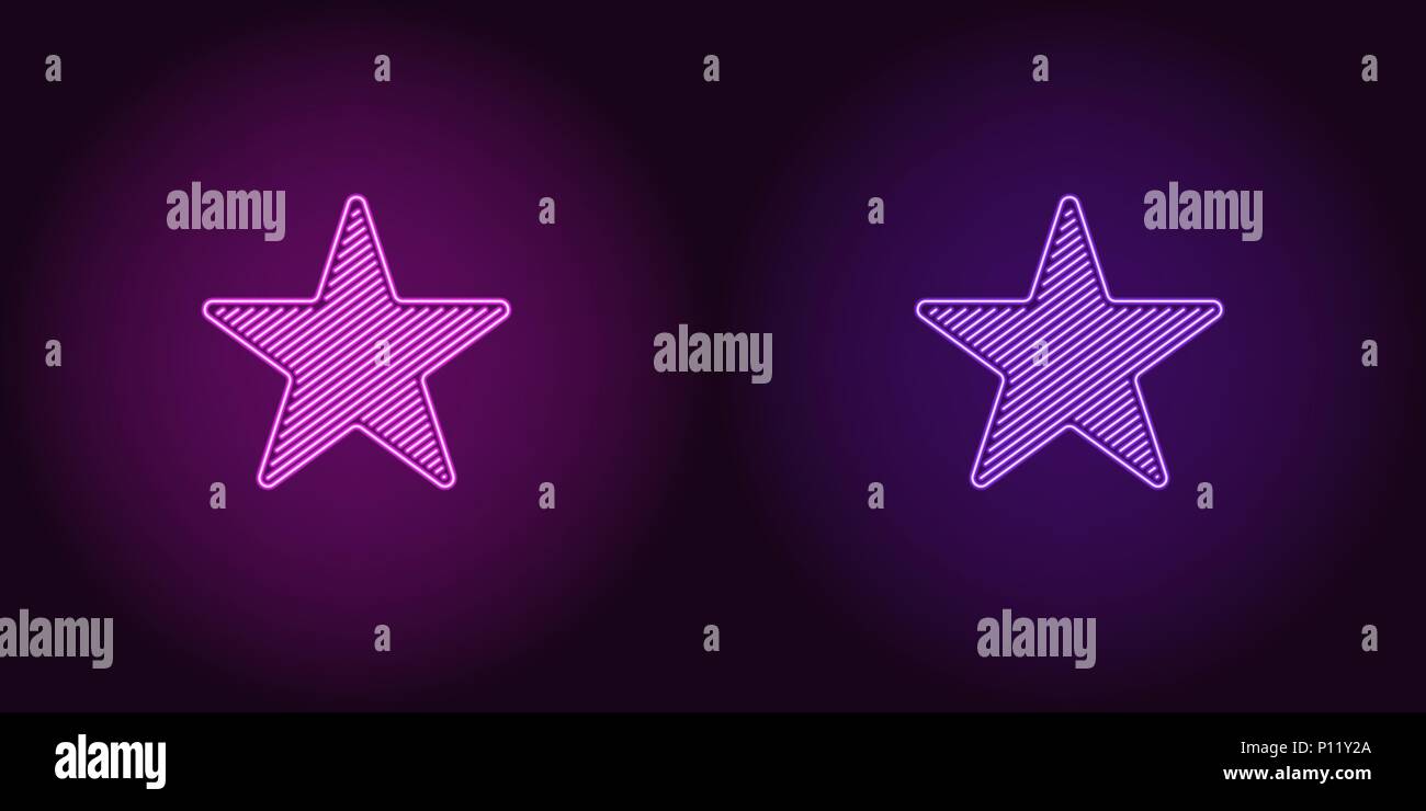 Neon icon of Purple and Violet Star. Vector illustration of Neon Star ...