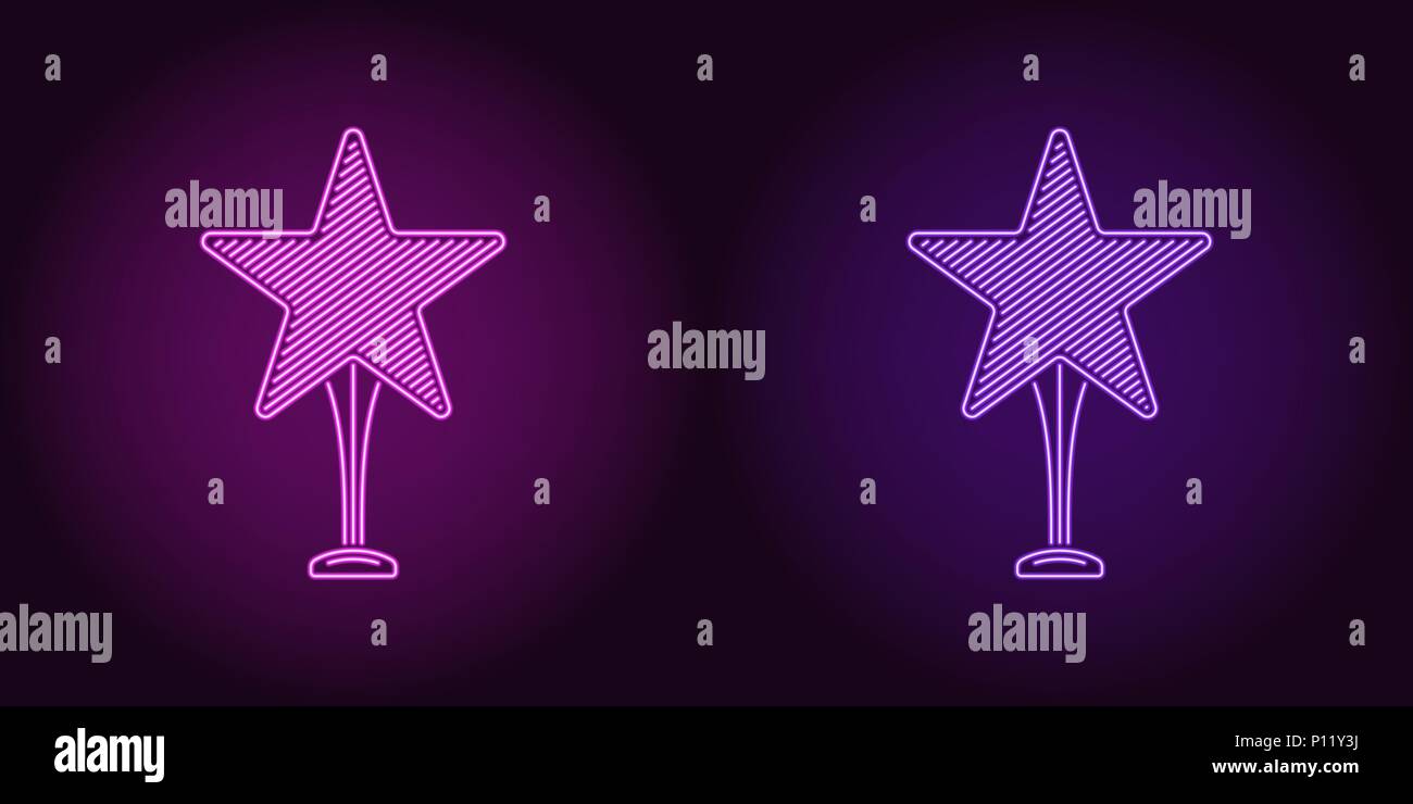 Neon icon of Purple and Violet Award. Vector illustration of Star ...