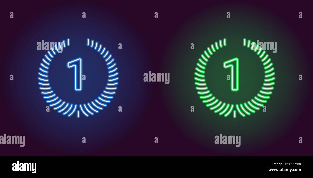 Neon icon of Blue and Green First Place. Vector illustration of First ...