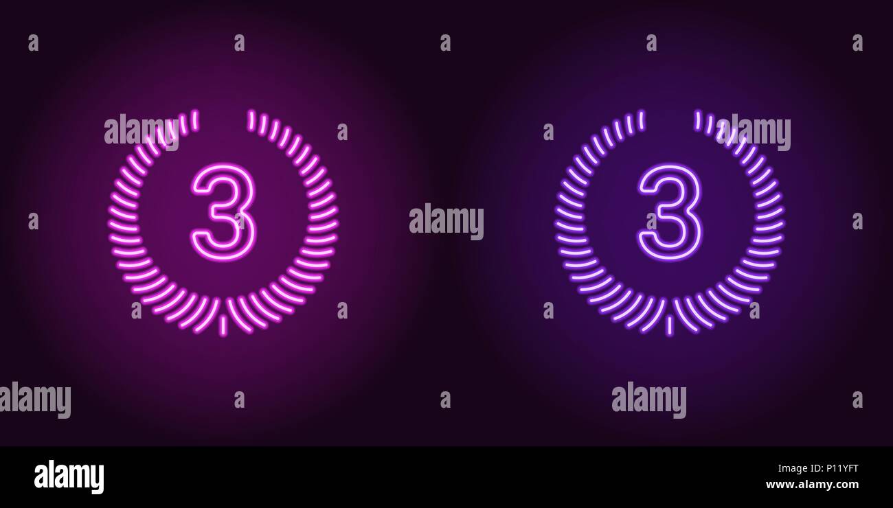 Neon icon of Purple and Violet Third Place. Vector illustration of ...