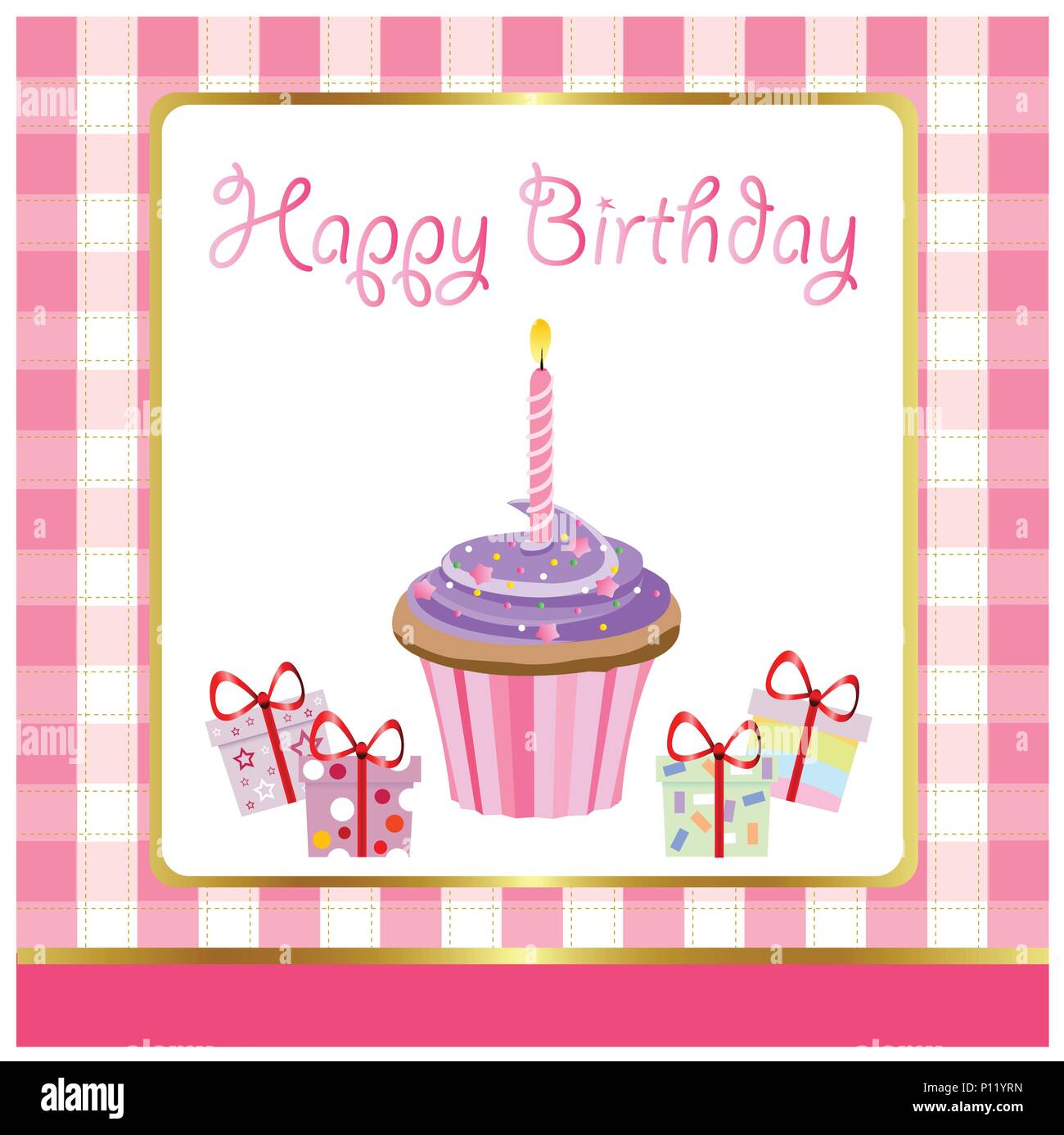 happy birthday cupcakes card Stock Vector Image & Art - Alamy