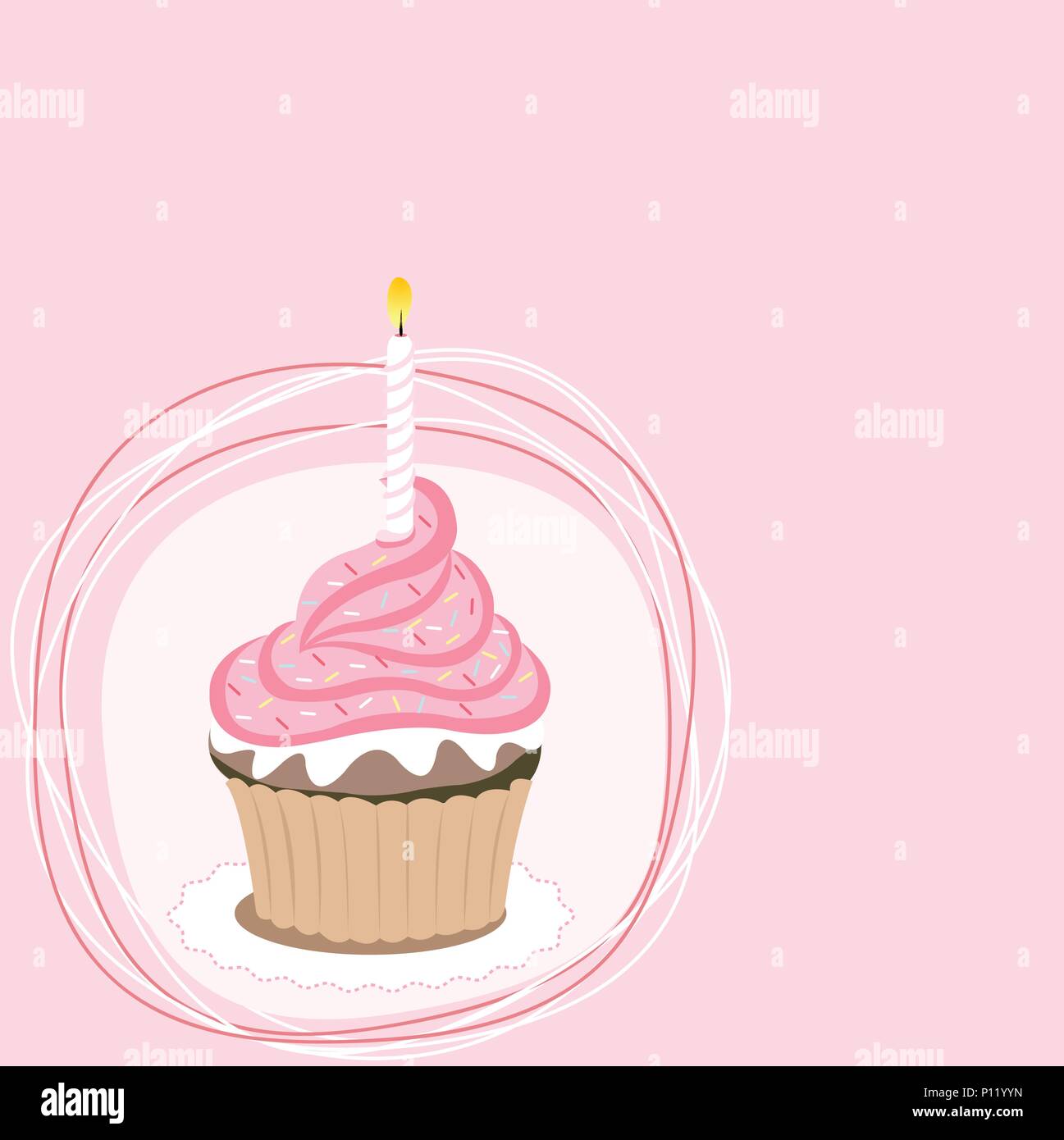 Pink cupcake, birthday card Stock Vector Image & Art - Alamy