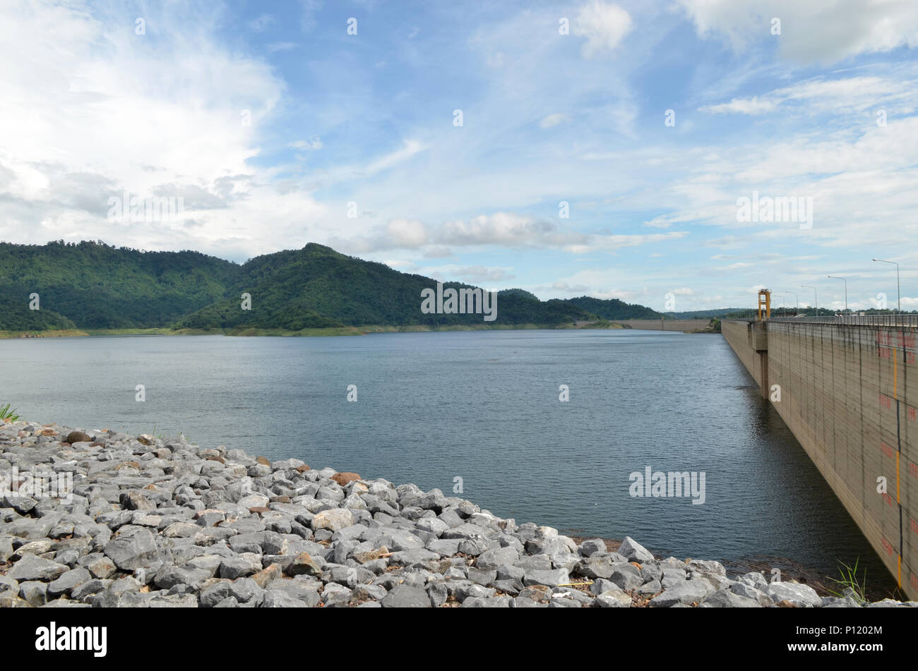 Backside of Khun Dan Prakan Chon Dam, Nakhon Nayok, Thailand Stock ...