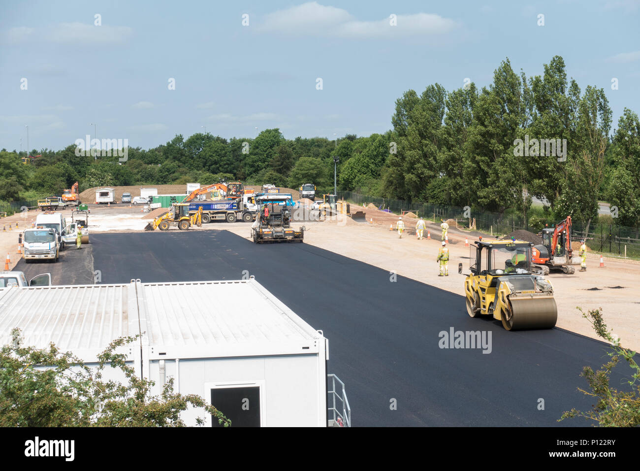 Making compound for roadworks by A14 Stock Photo - Alamy