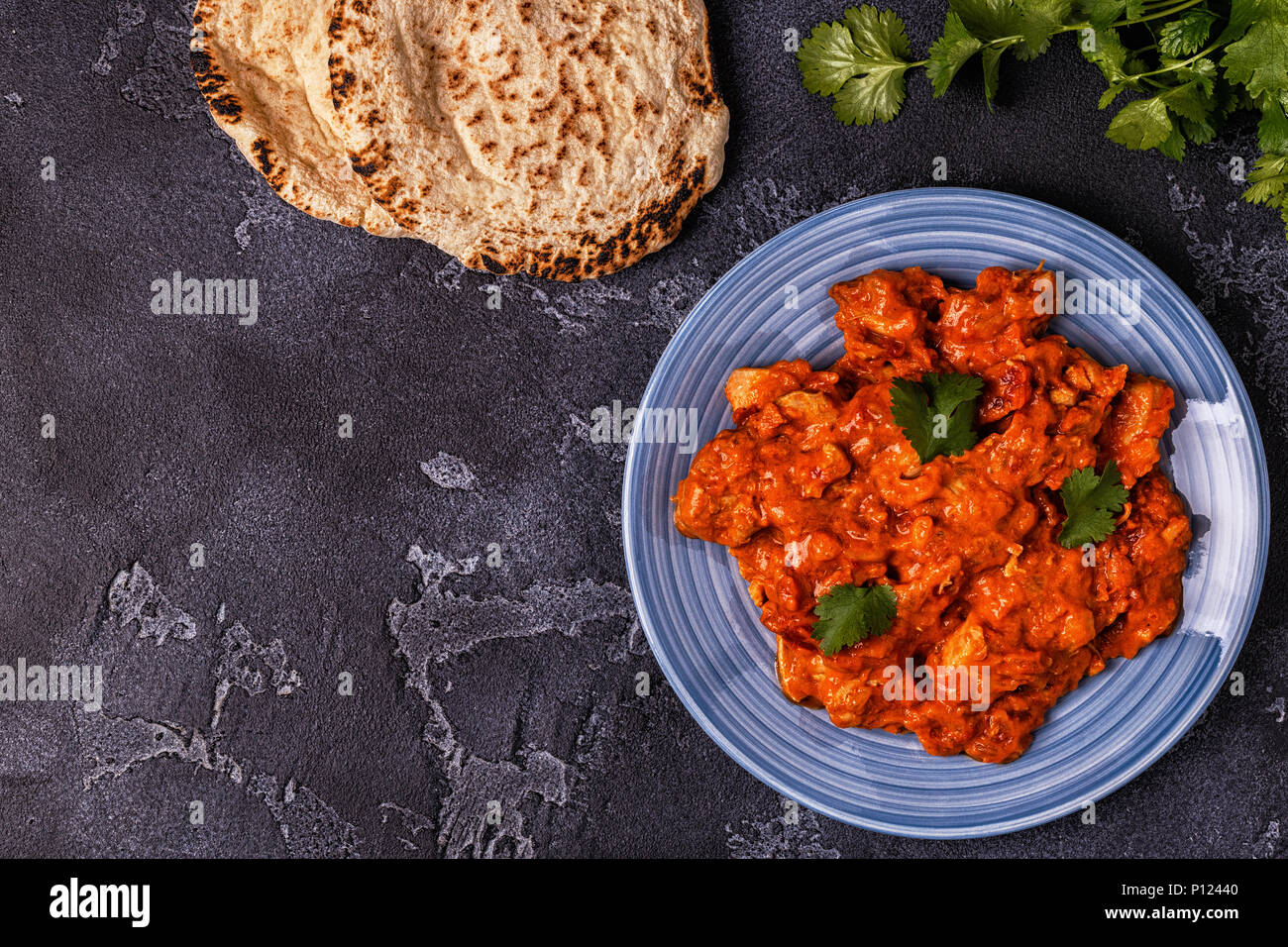 Traditional Indian curry with chicken. Top view, copy space Stock Photo ...
