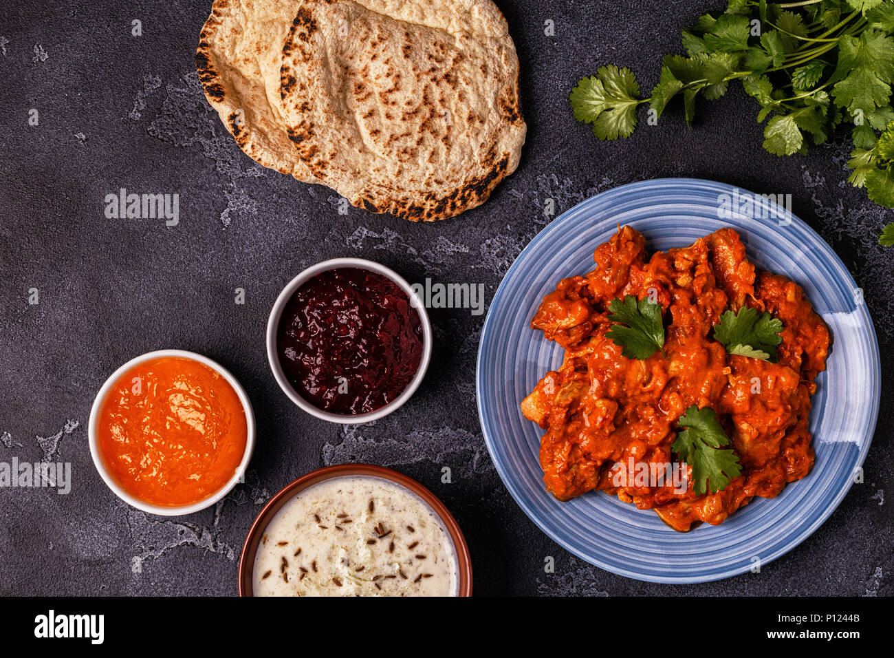 Traditional Indian curry with chicken. Top view, copy space Stock Photo ...