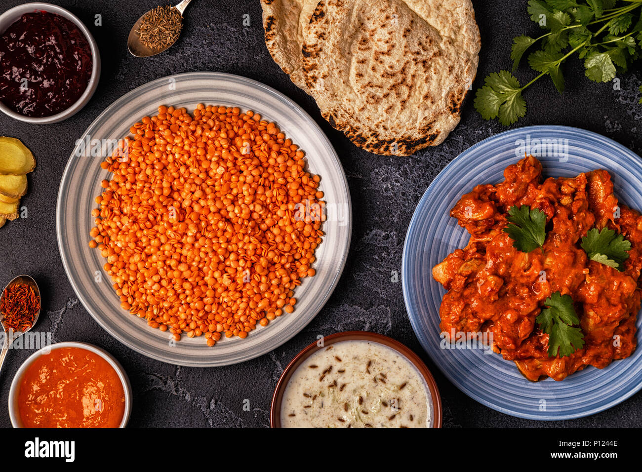 Traditional Indian curry with lentils. Top view Stock Photo - Alamy