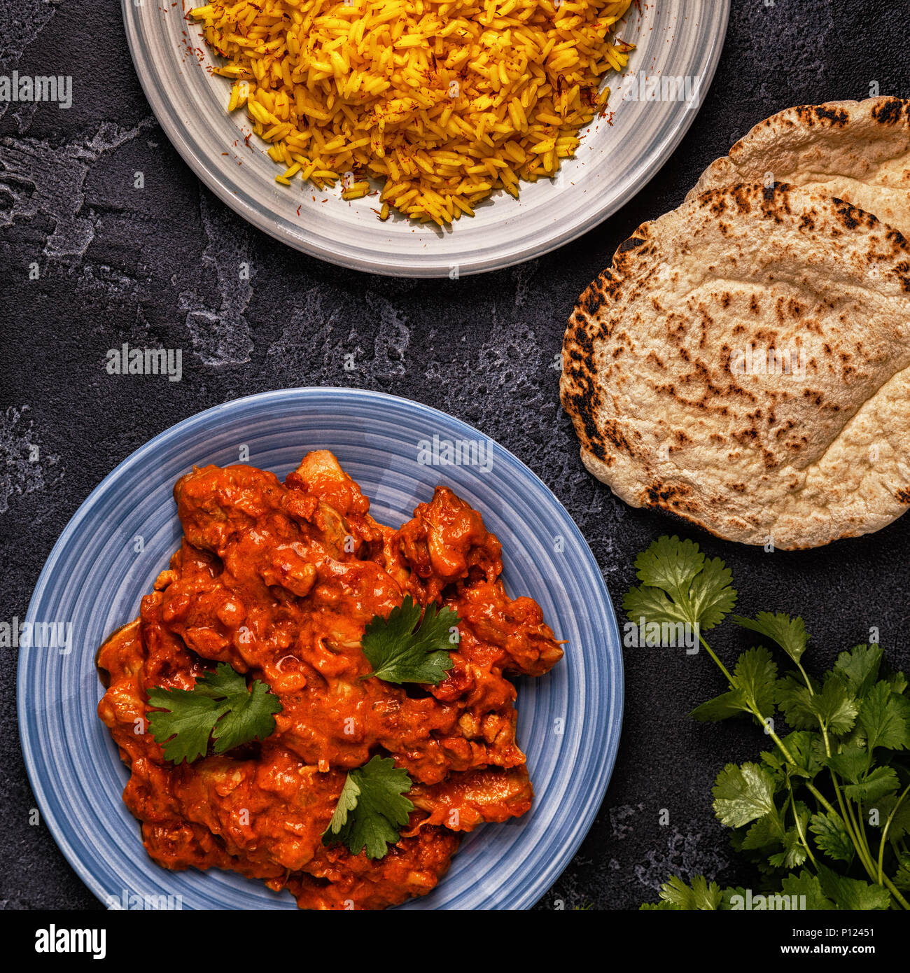 Traditional Indian curry with rice. Top view Stock Photo - Alamy