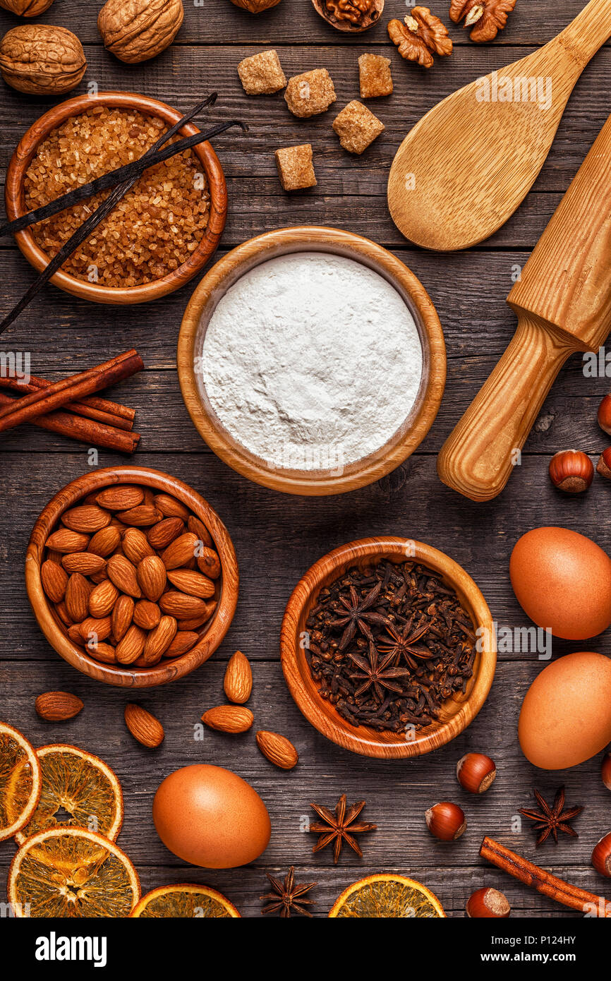 Ingredients for cooking baking. Top view with copy space Stock Photo ...