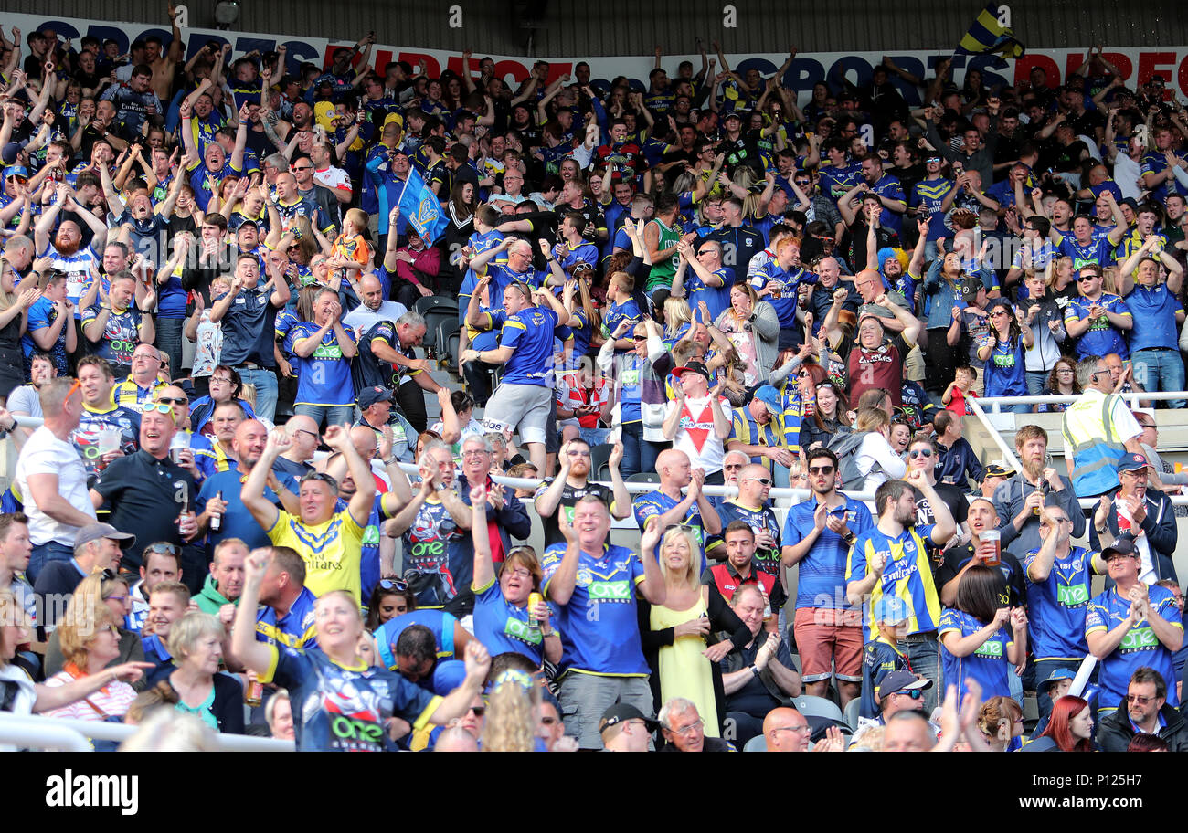 Warrington wolves fans celebrate during the Betfred Super League, Magic ...