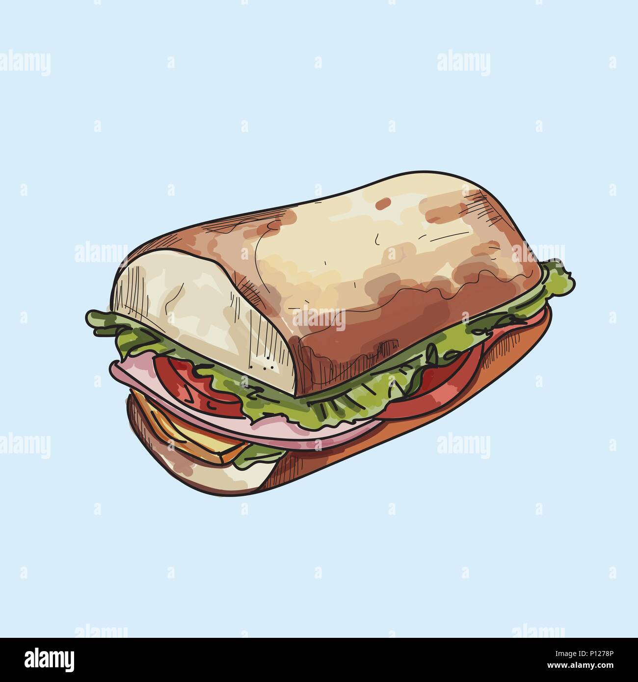 Subway Sandwich Drawing