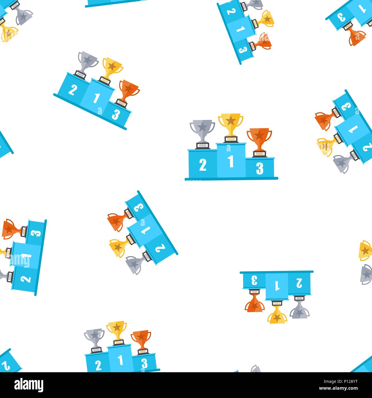 Winners podium with trophy icon seamless pattern background. Business ...