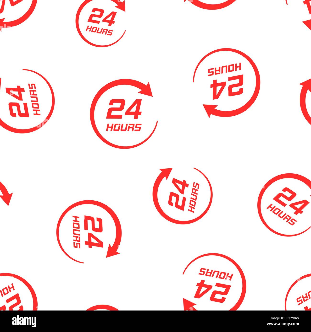 Twenty four hour clock icon seamless pattern background. Business ...