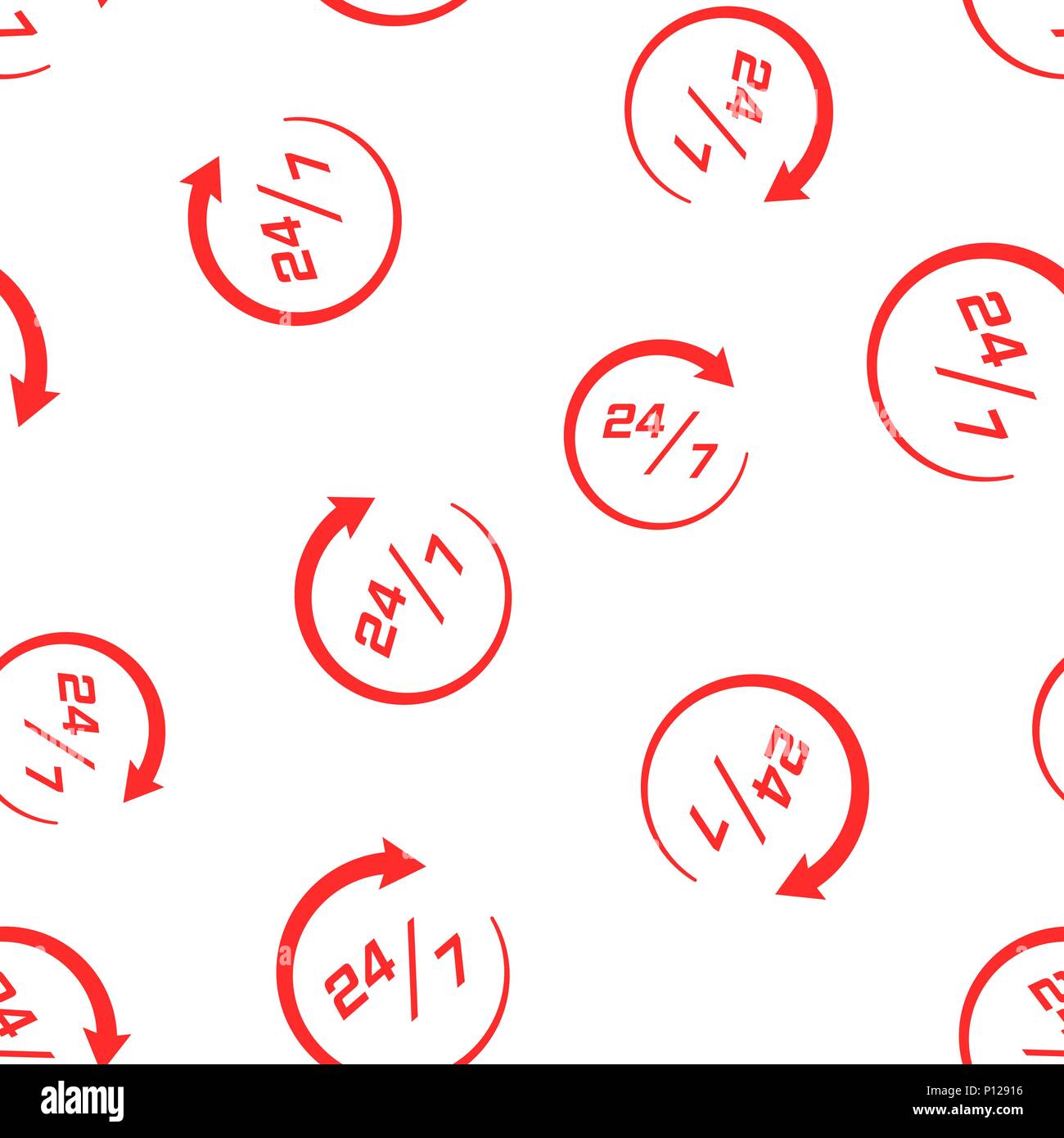 Twenty four hour clock icon seamless pattern background. Business ...
