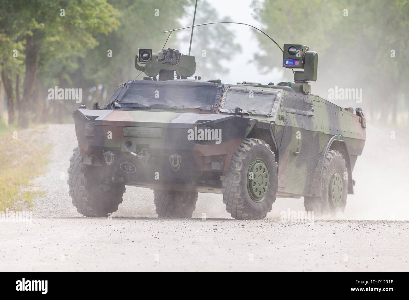 German light armoured reconnaissance vehicle drives on a road Stock ...