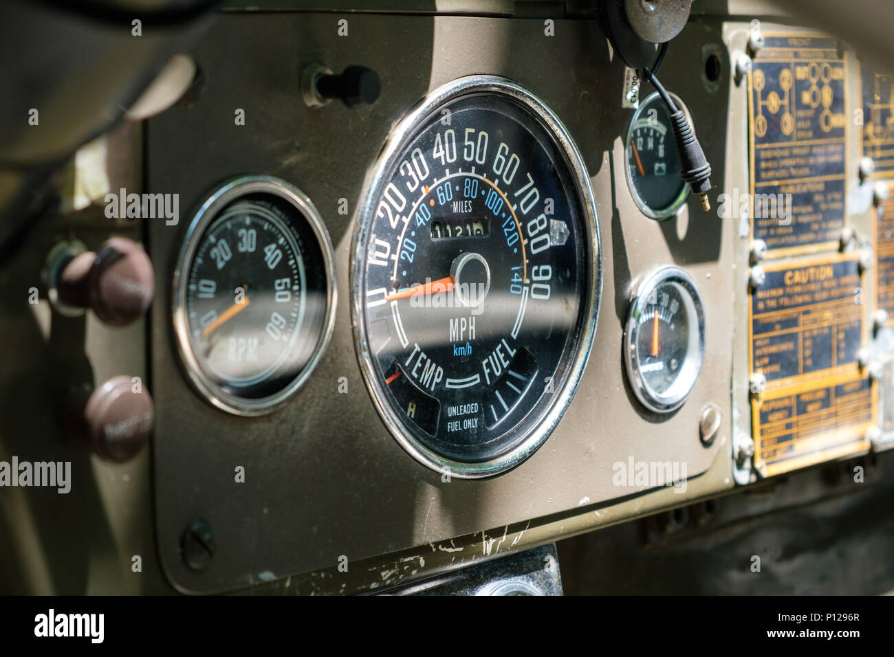 vintage speedometer / tachometer on old car dashboard - oldtimer ...